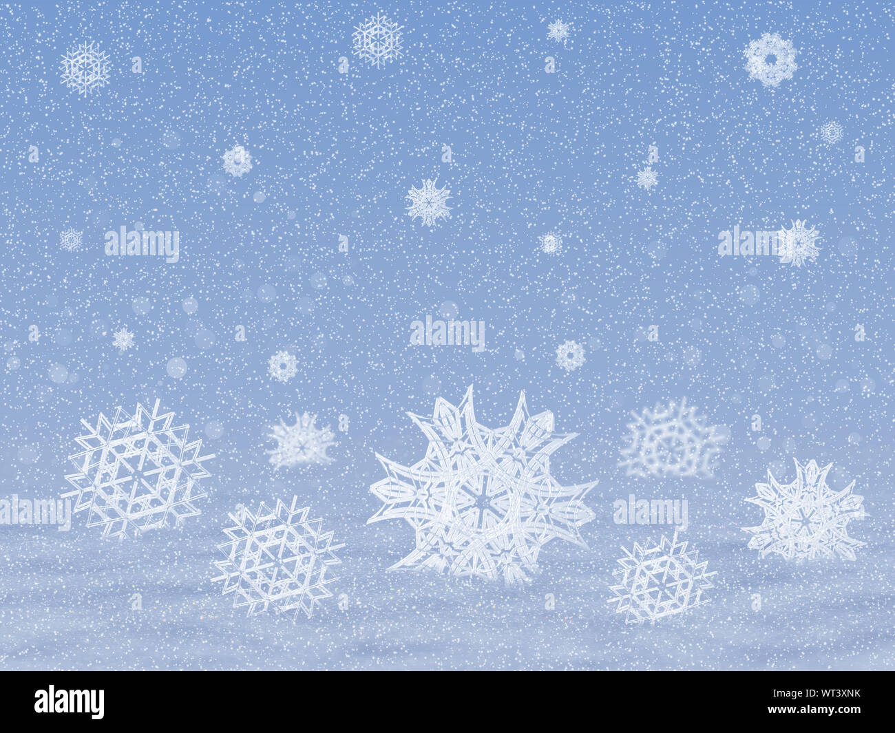 Illustration of abstract blue snow texture with snowflakes background ...