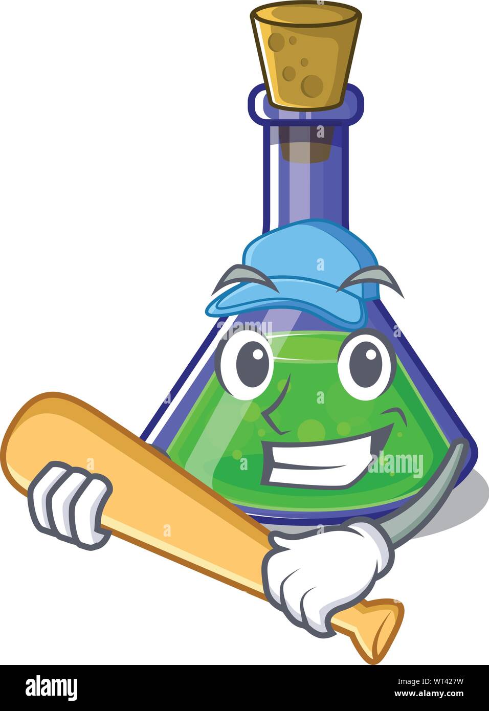 Playing baseball magic potion in a mascot bottle vector illustration ...