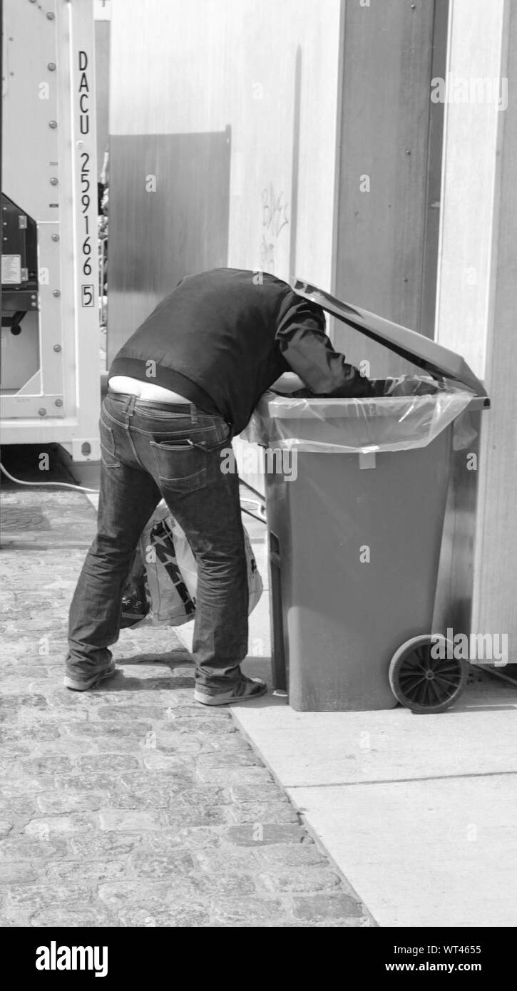 Garbage bin street garbage bin Black and White Stock Photos & Images ...