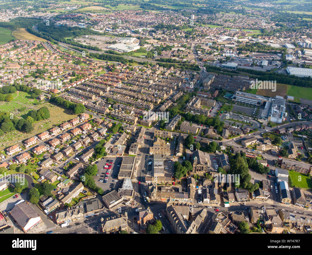 Aerial photo of the Leeds town of Pudsey in West Yorkshire, England ...
