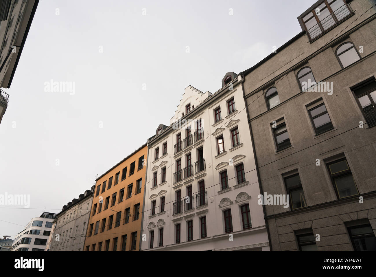Munich austere building facades, urban landscape, Germany Stock Photo ...