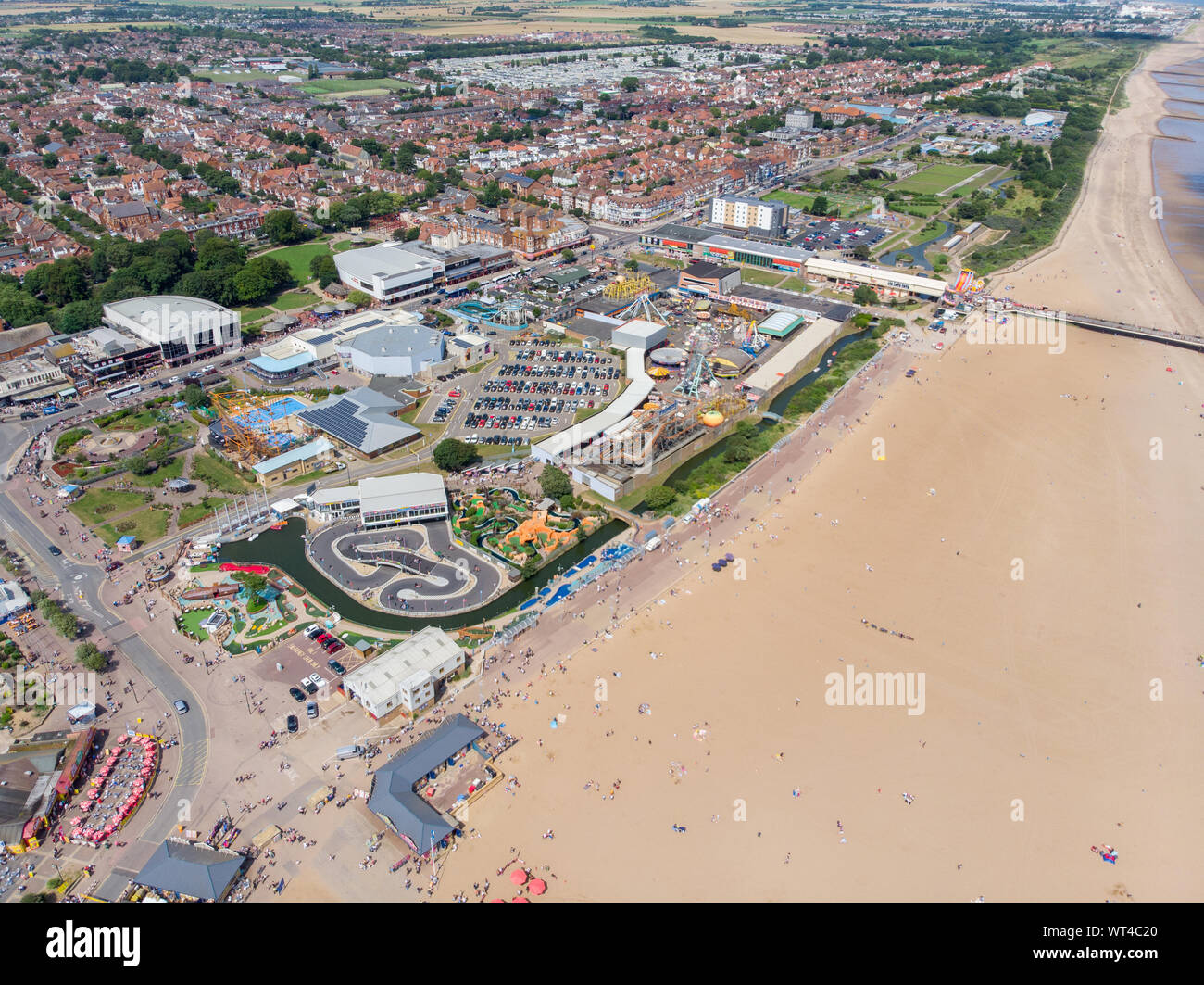 Aerial photo of the British seaside town of Skegness in the East ...