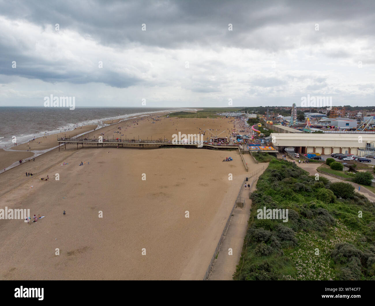 Aerial photo of the British seaside town of Skegness in the East ...