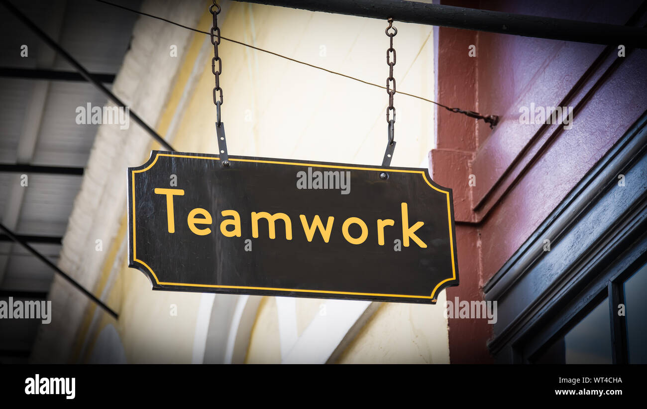 Street Sign the Direction Way to Teamwork Stock Photo - Alamy