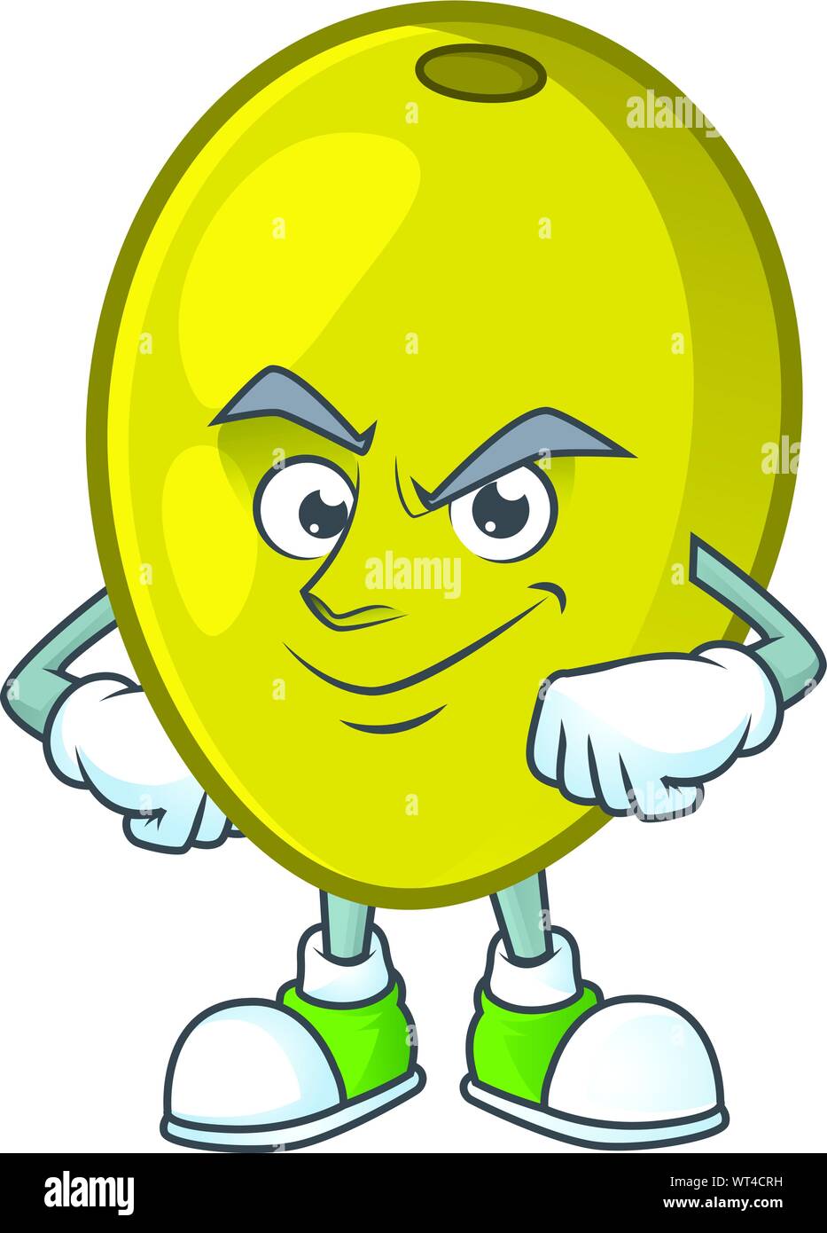 Smirking olive cartoon character on white background Stock Vector Image ...