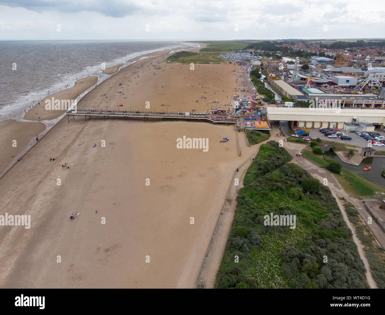 Aerial photo of the British seaside town of Skegness in the East ...