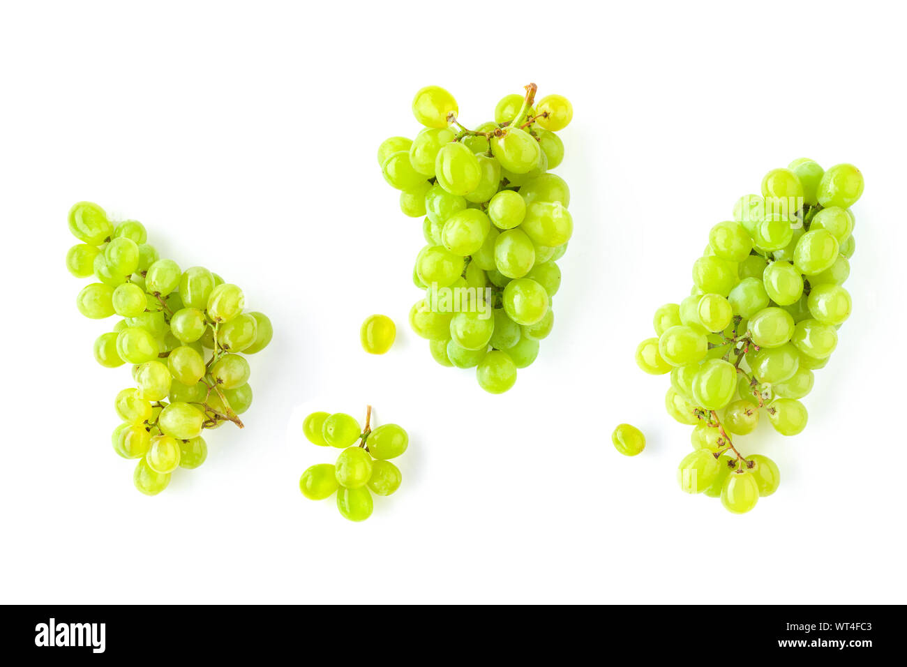 Layout with green grapes isolated on white background. Organic food ...