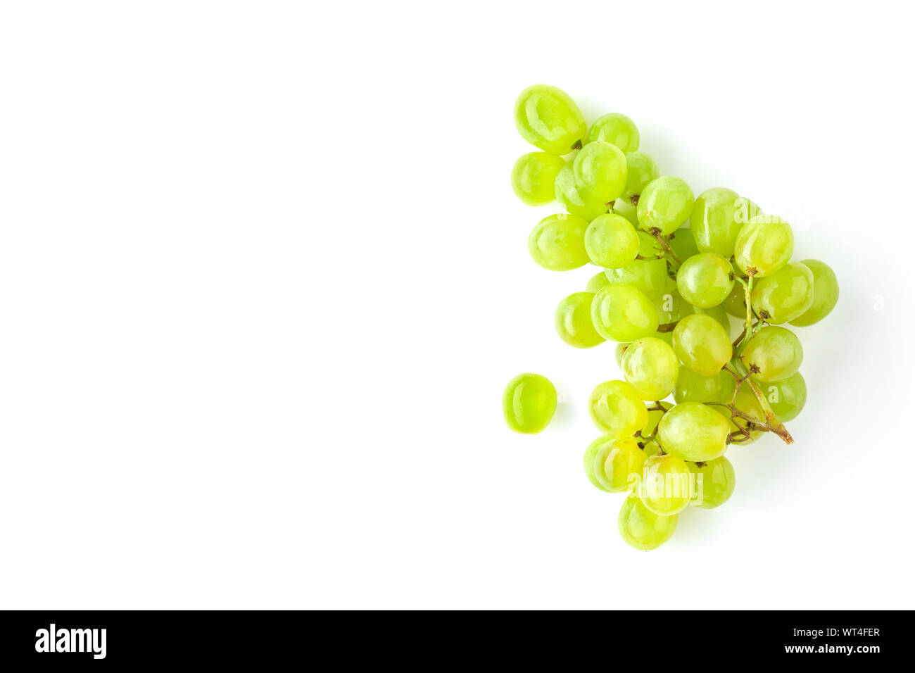 Layout with green grapes isolated on white background. Organic food ...