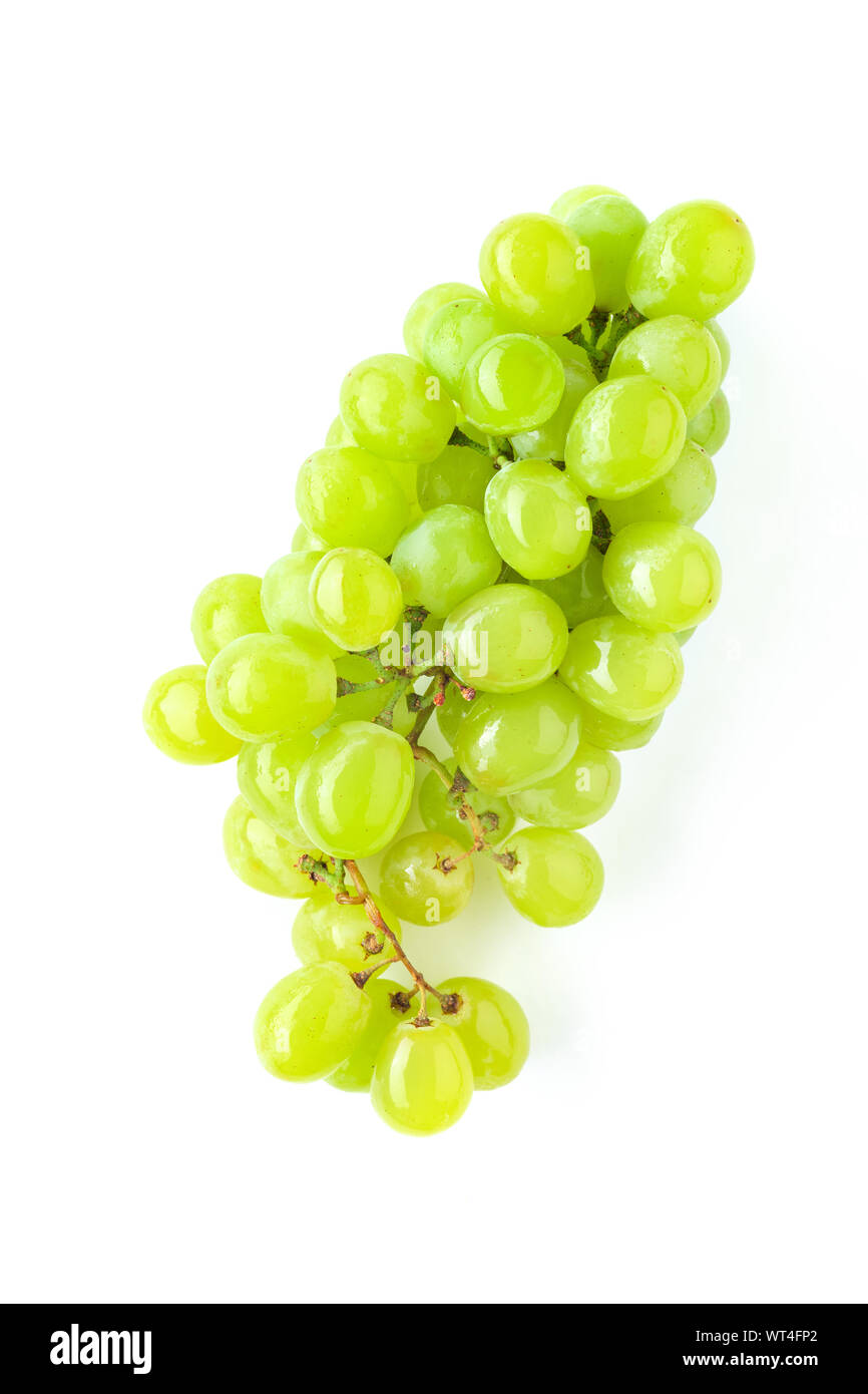 Layout with green grapes isolated on white background. Organic food ...