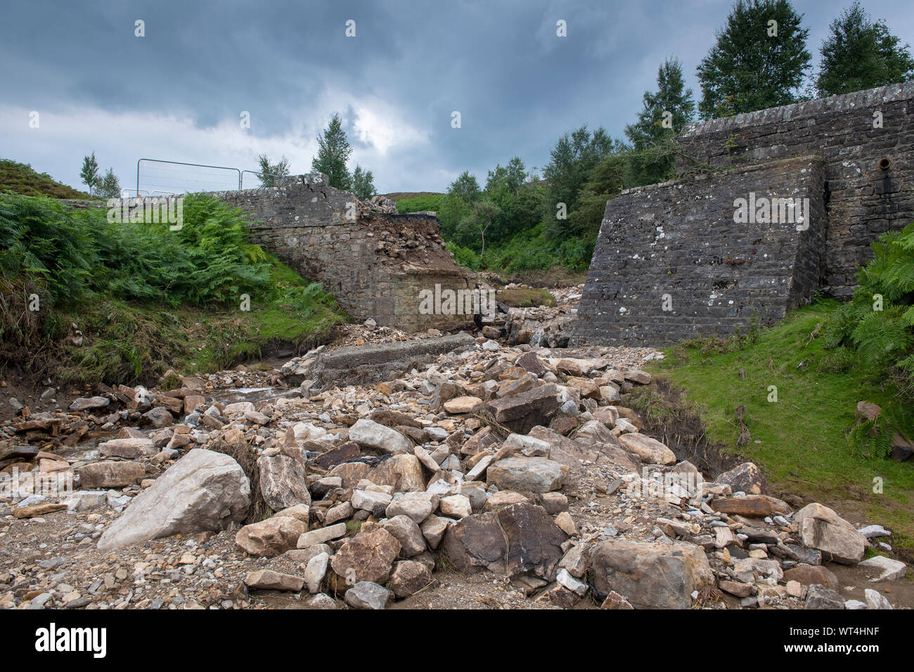 Grinton Bridge. The bridge was destroyed by the flash flooding in ...