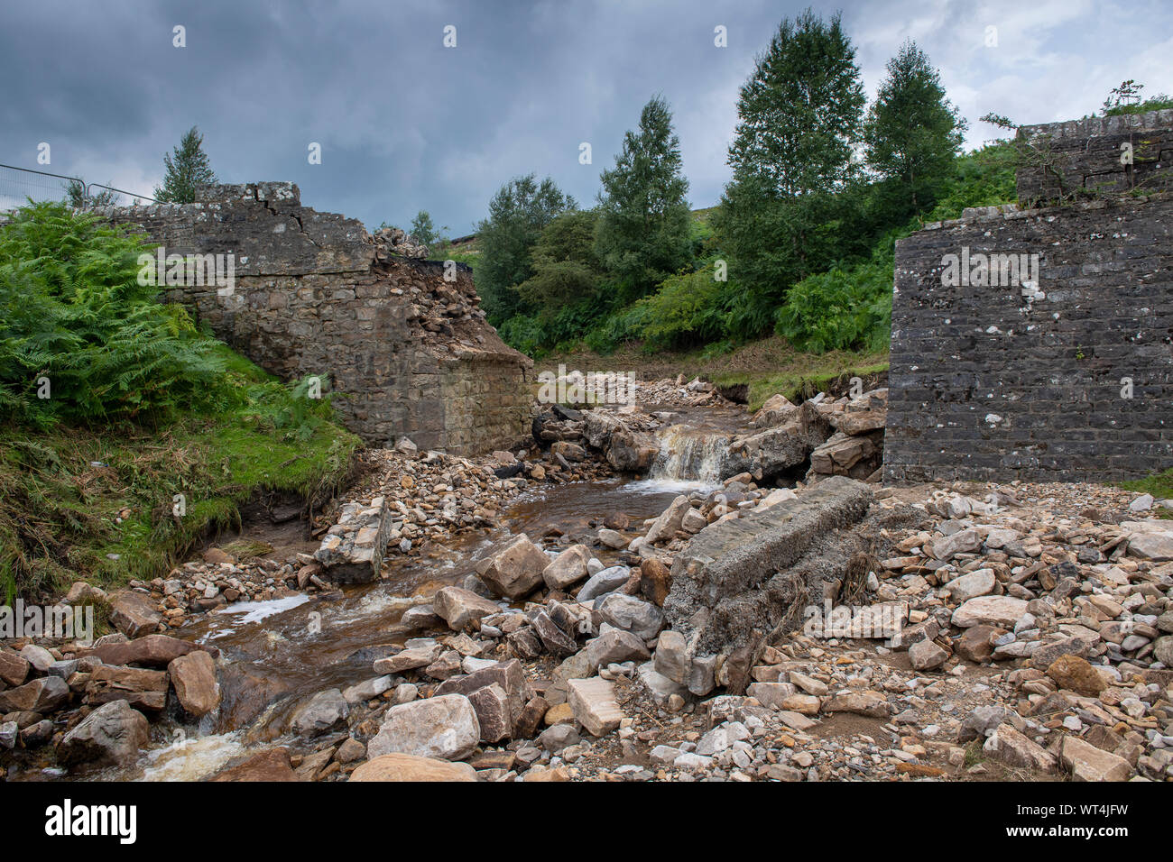 Grinton Bridge. The bridge was destroyed by the flash flooding in ...