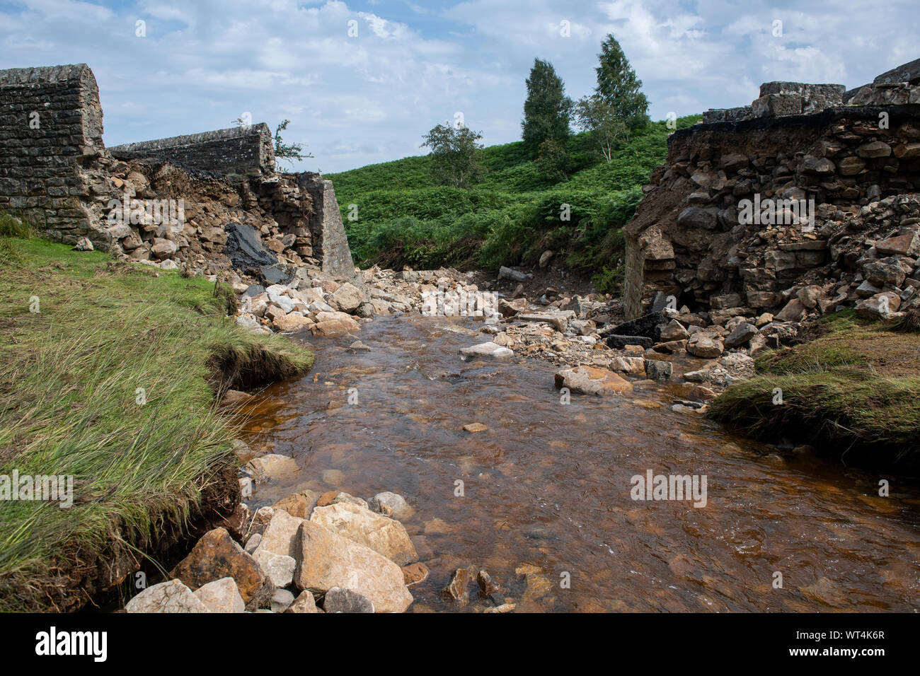 Grinton Bridge. The bridge was destroyed by the flash flooding in ...