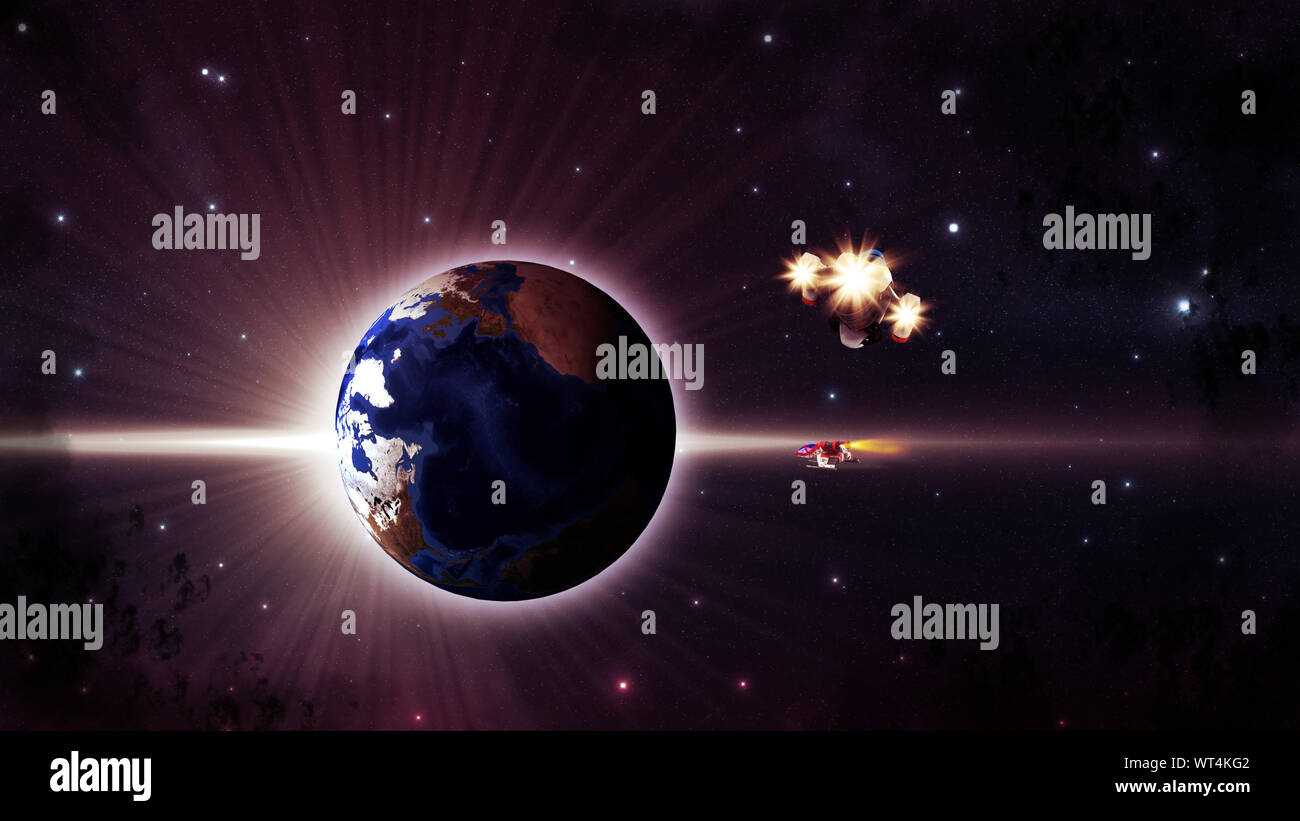 Space rocket ship wallpaper background hi-res stock photography and ...