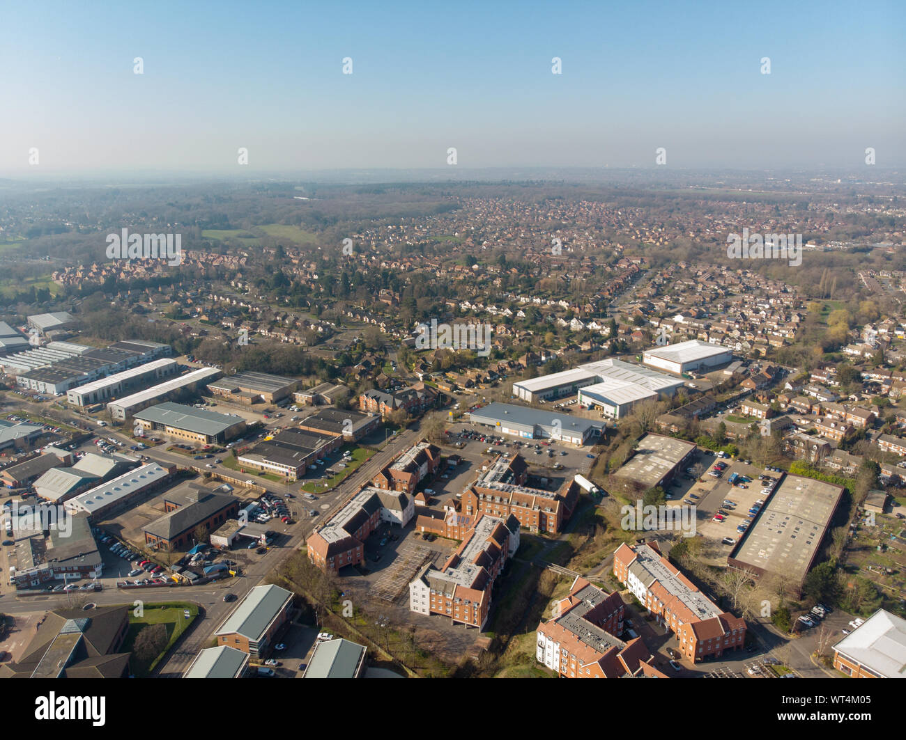 Aerial photo of the UK town of Wokingham. Wokingham is a historic ...