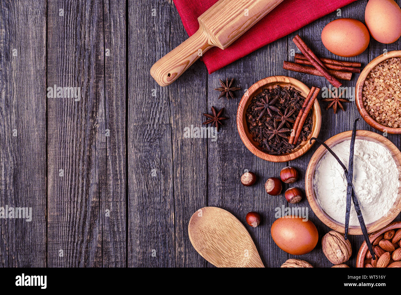 Ingredients for cooking baking. Top view with copy space Stock Photo ...