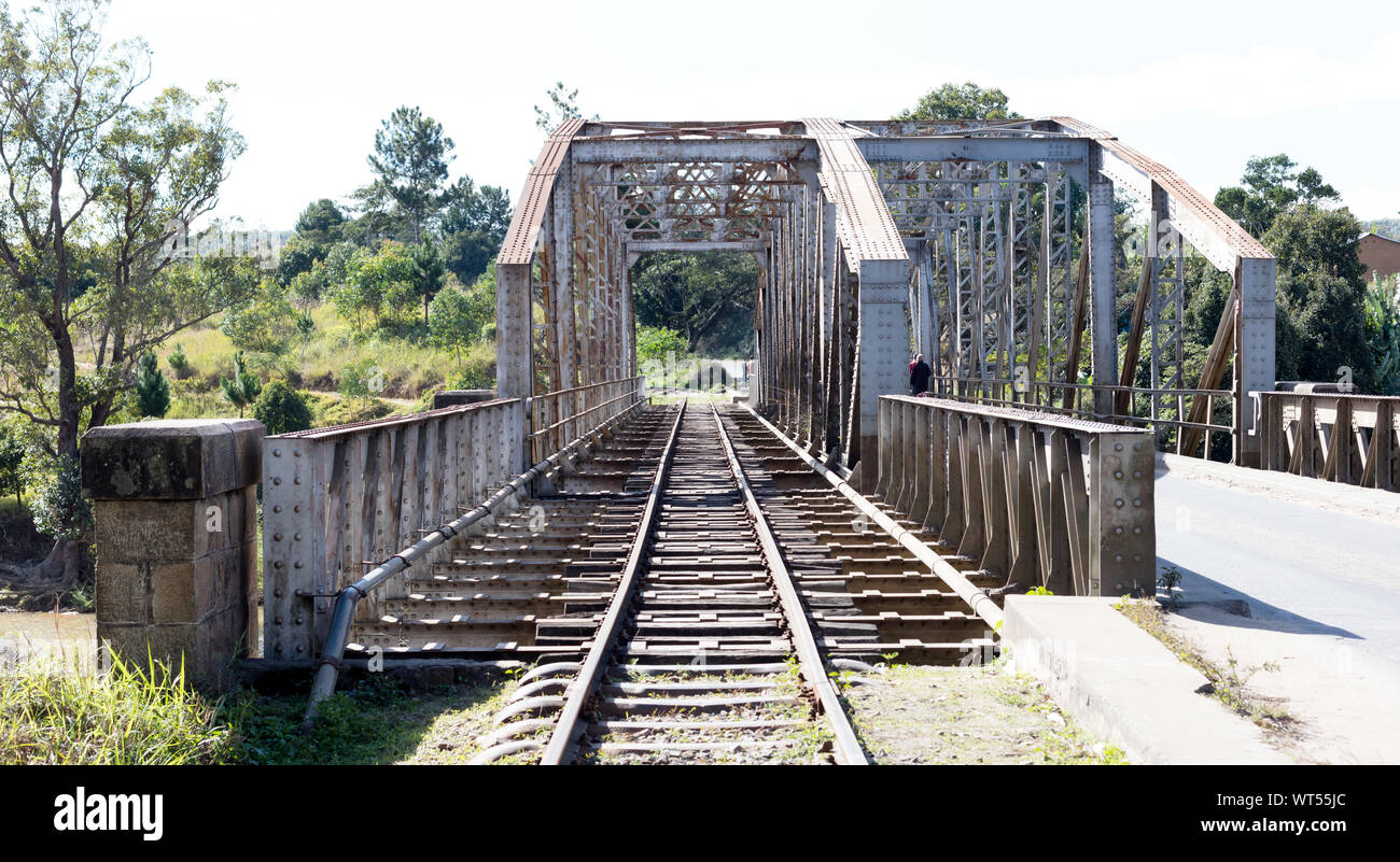 Railroad bridge in Madagascar, crossing the river Stock Photo - Alamy
