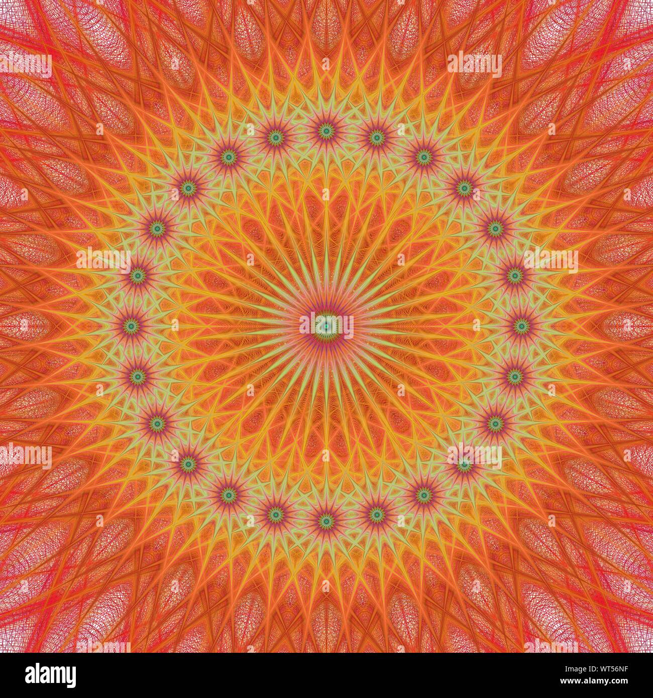 Orange abstract star mandala fractal design background Stock Vector ...