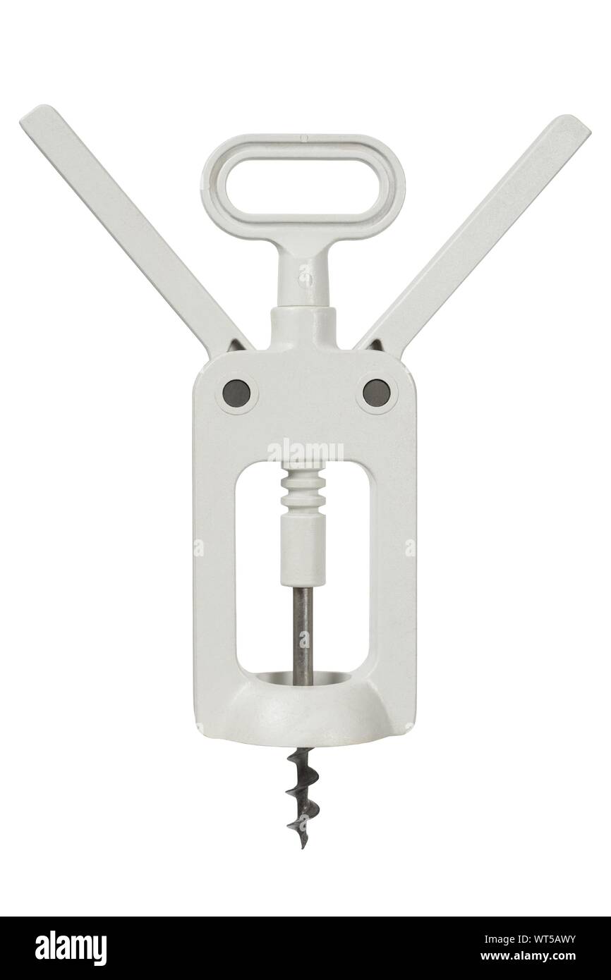 White corkscrew isolated on white background Stock Photo - Alamy