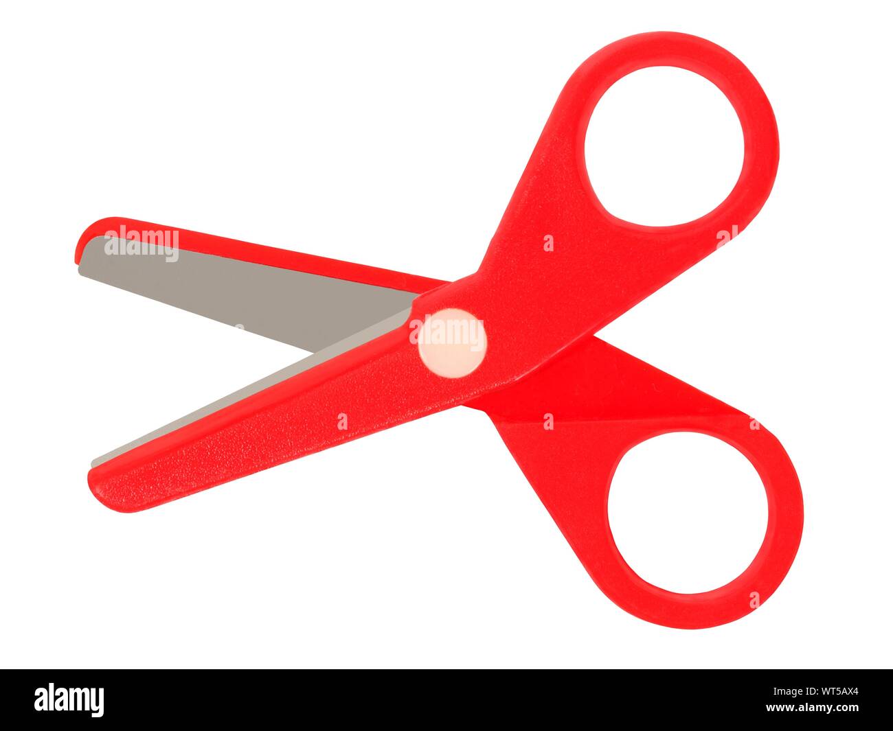 Open scissors with red handles isolated on white background Stock Photo ...
