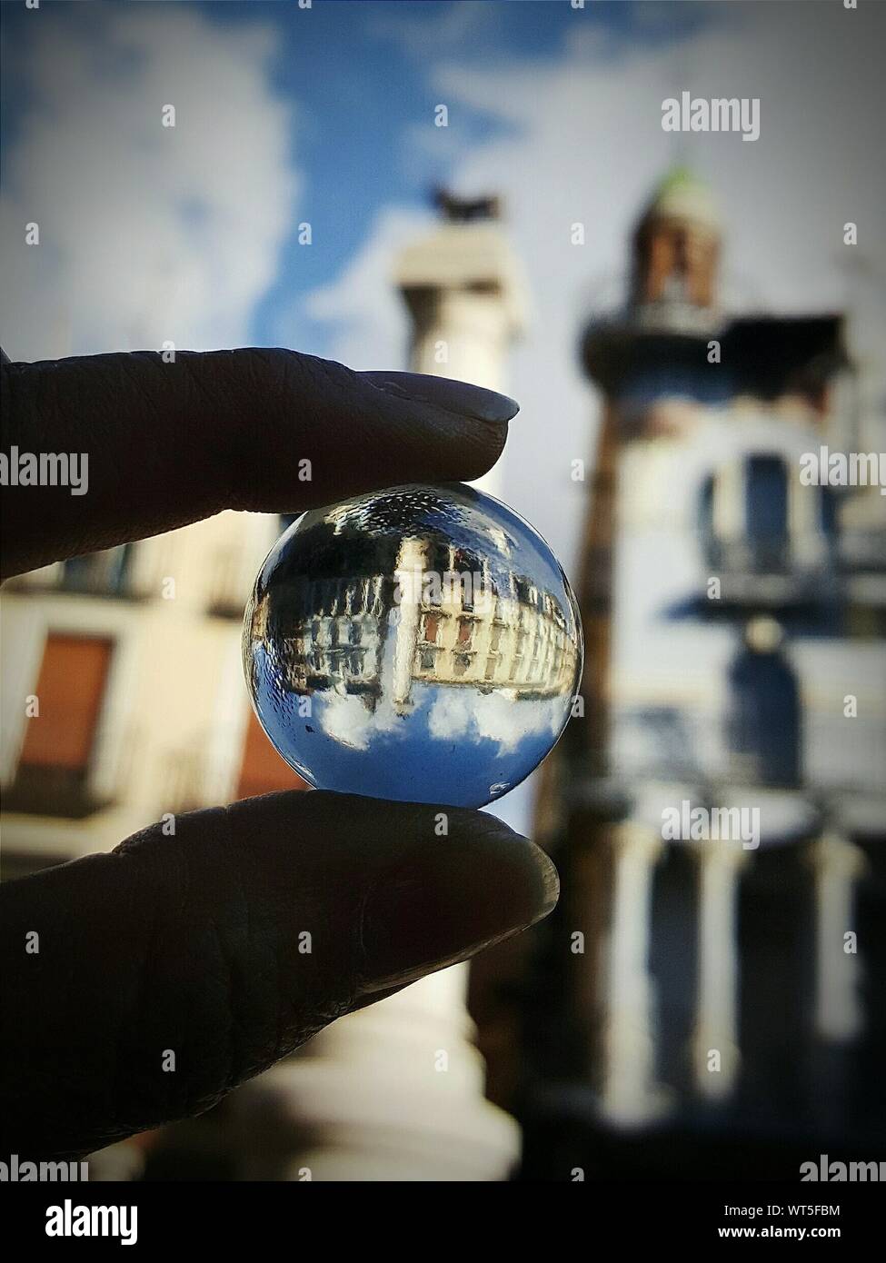 Hand holding glass sphere buildings architecture hi-res stock ...