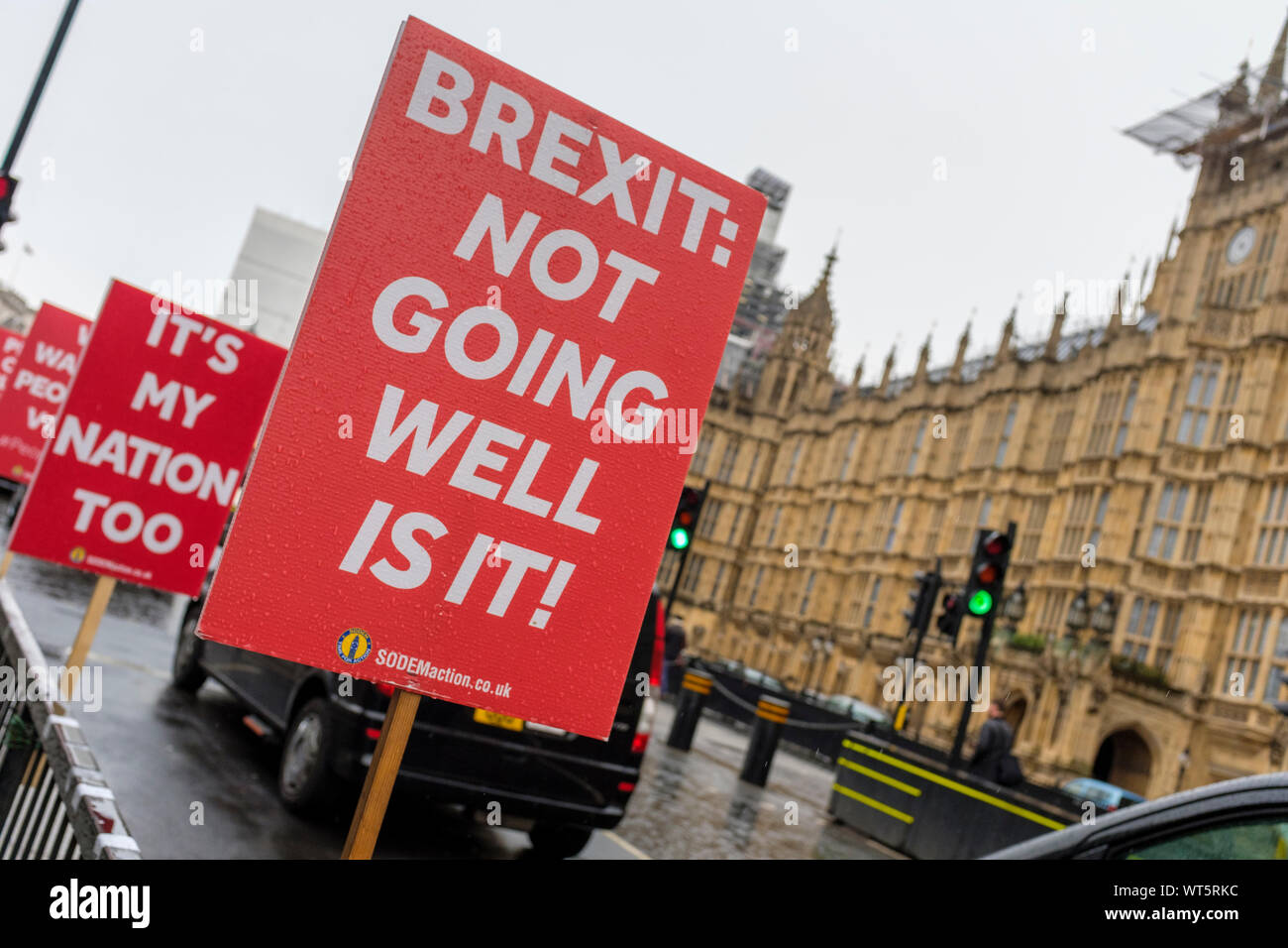 Brexit protest sign outside the Houses of Parliament in London. Picture ...