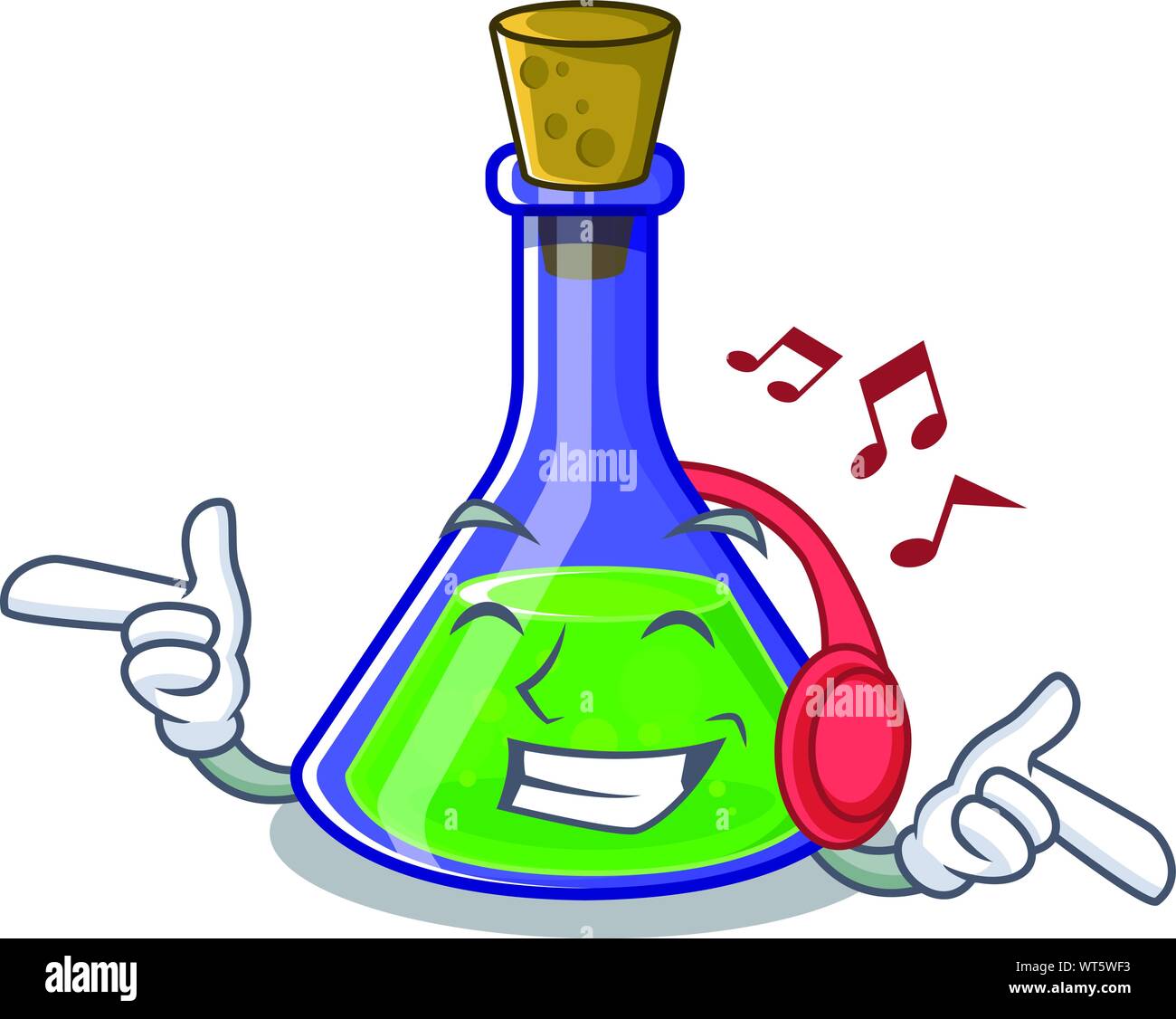Listening music magic potion cartoon shaped in character vector ...