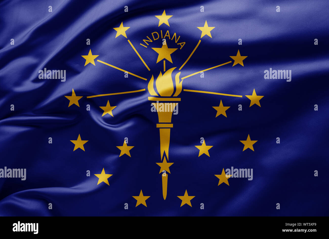 Waving state flag of Indiana - United States of America Stock Photo - Alamy
