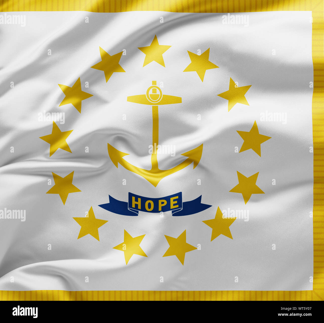 Waving state flag of Rhode island - United States of America Stock ...