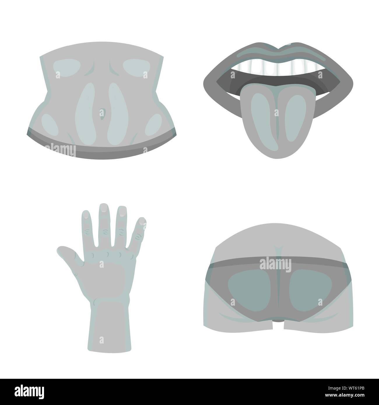 Vector illustration of body and part symbol. Collection of body and ...