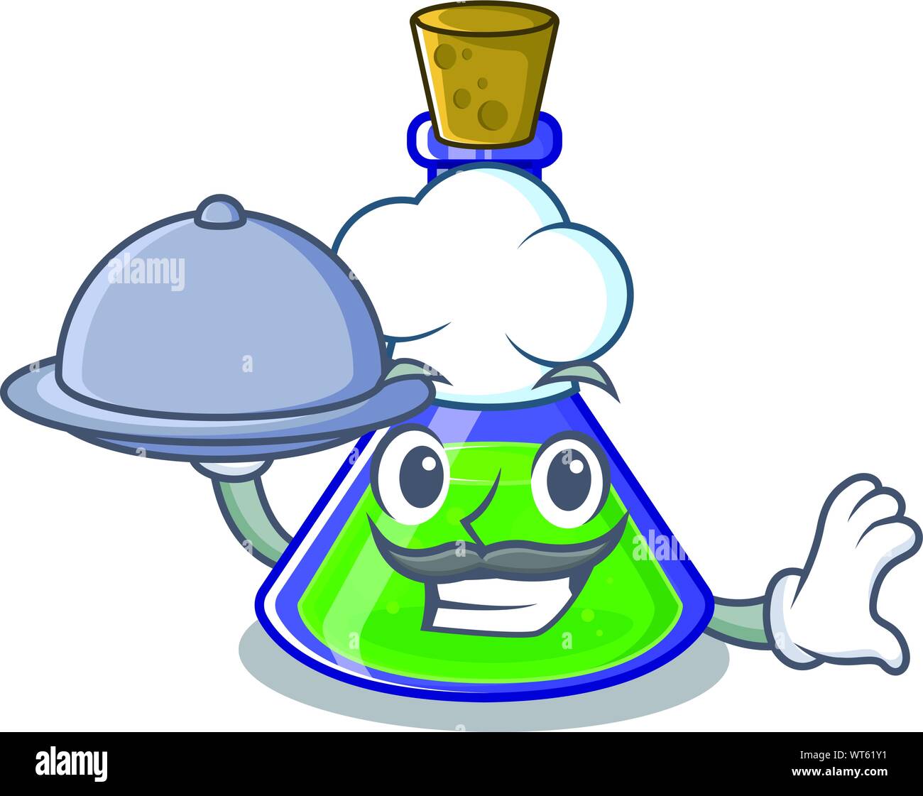 Chef with food magic potion cartoon shaped in character vector ...