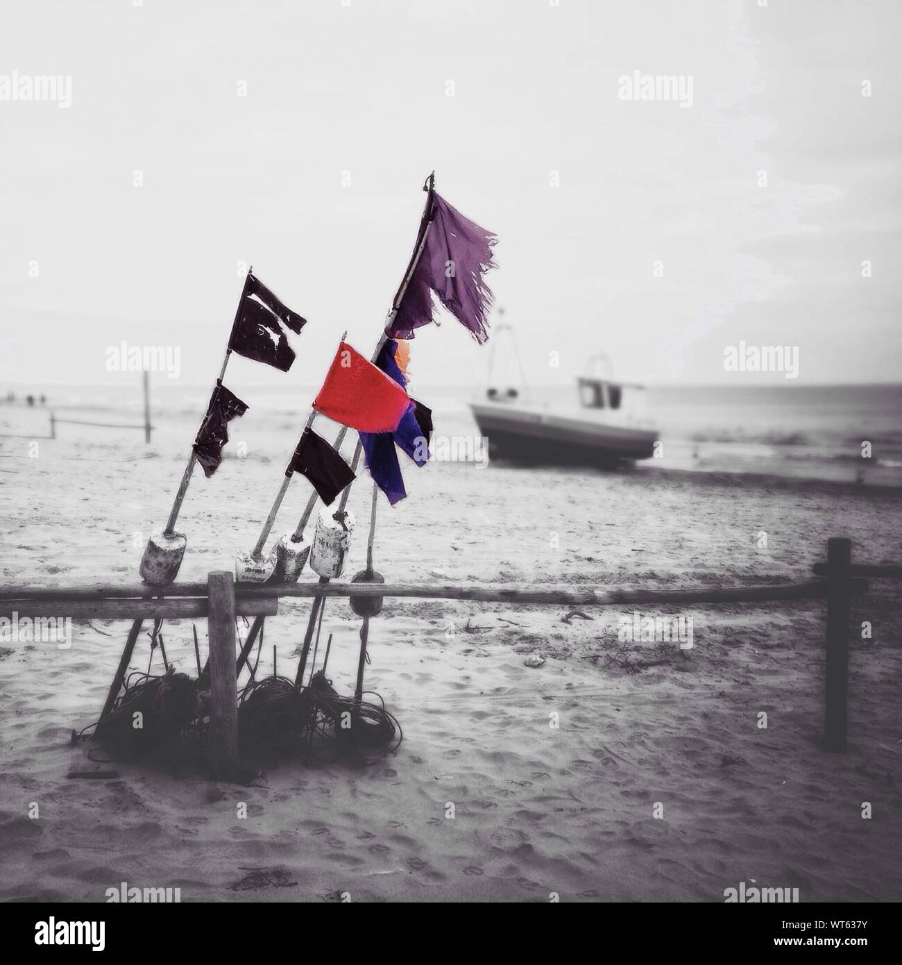 Flags on beach hi-res stock photography and images - Alamy