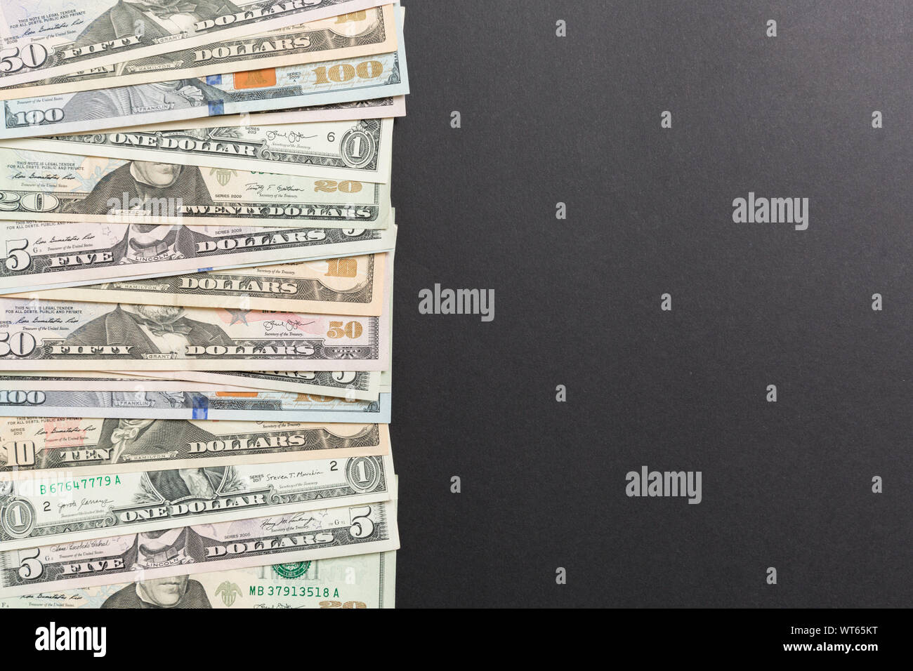 Background of US Dollar bills money top view of business concept on ...