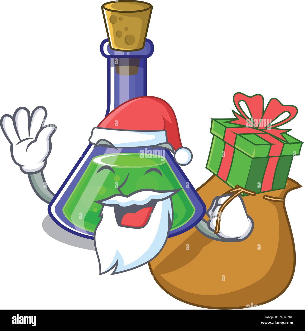 Santa with gift magic potion on the cartoon table vector illustration ...