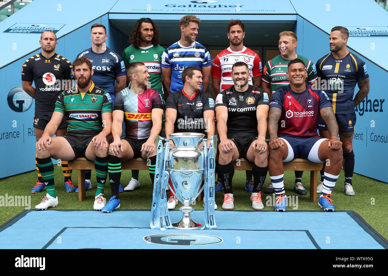 Back row from left to right, Wasps' Dan Robson, Sale Sharks' Chris ...