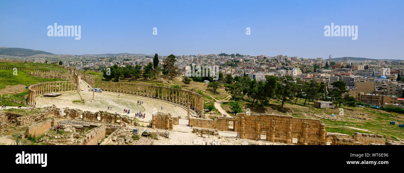 View of the oval shaped Forum and Cardo Maximus from the Temple of Zeus ...