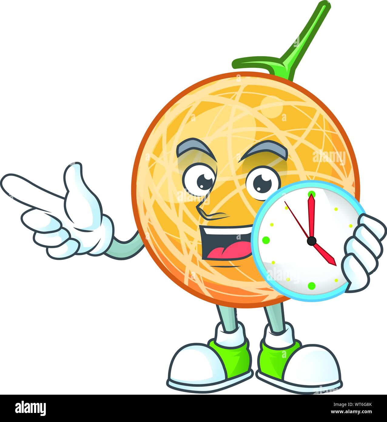 With clock fruit cantaloupe cartoon character for food Stock Vector ...