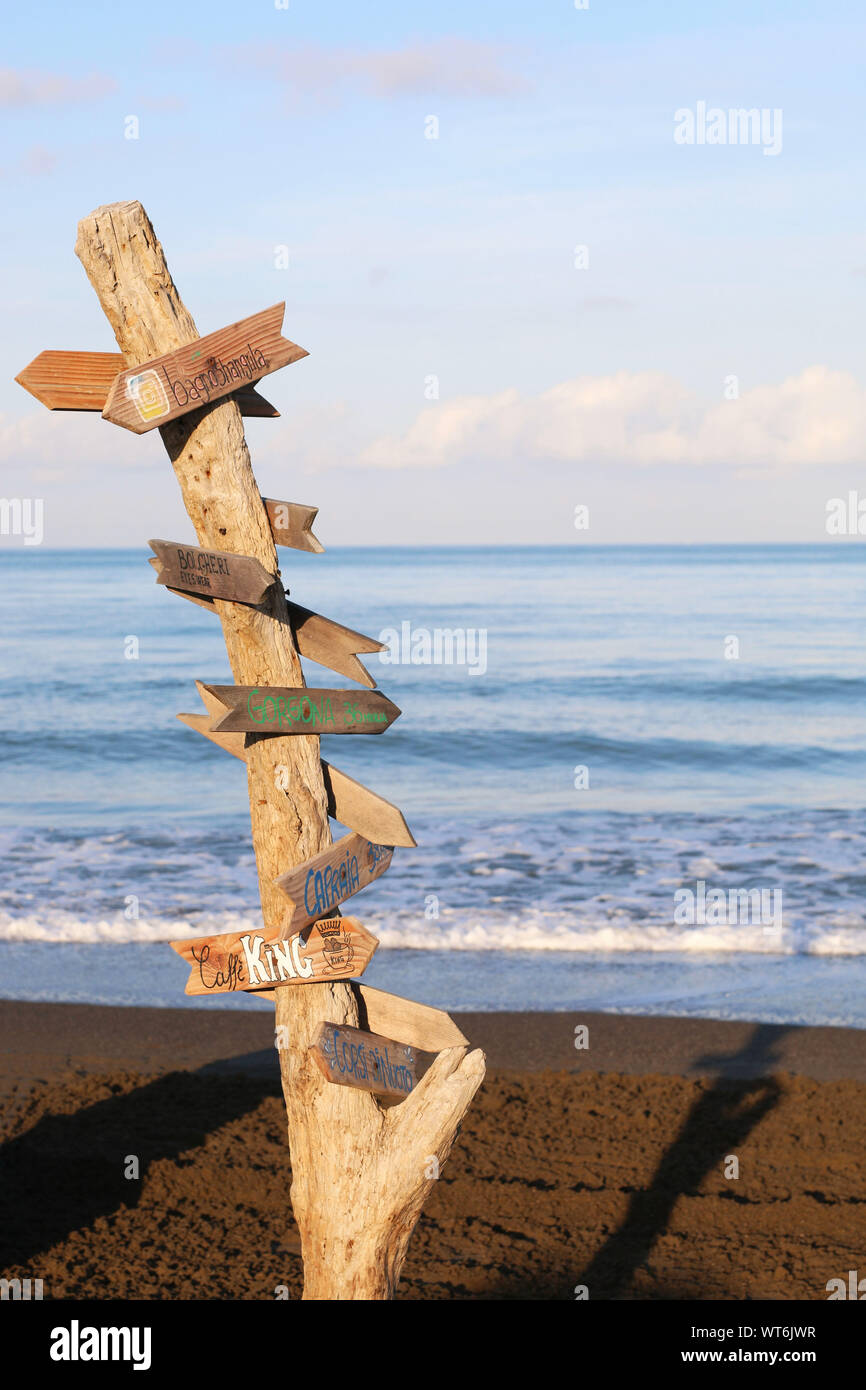 Italy, region Tuscany. Wooden signposts on the beach Stock Photo - Alamy