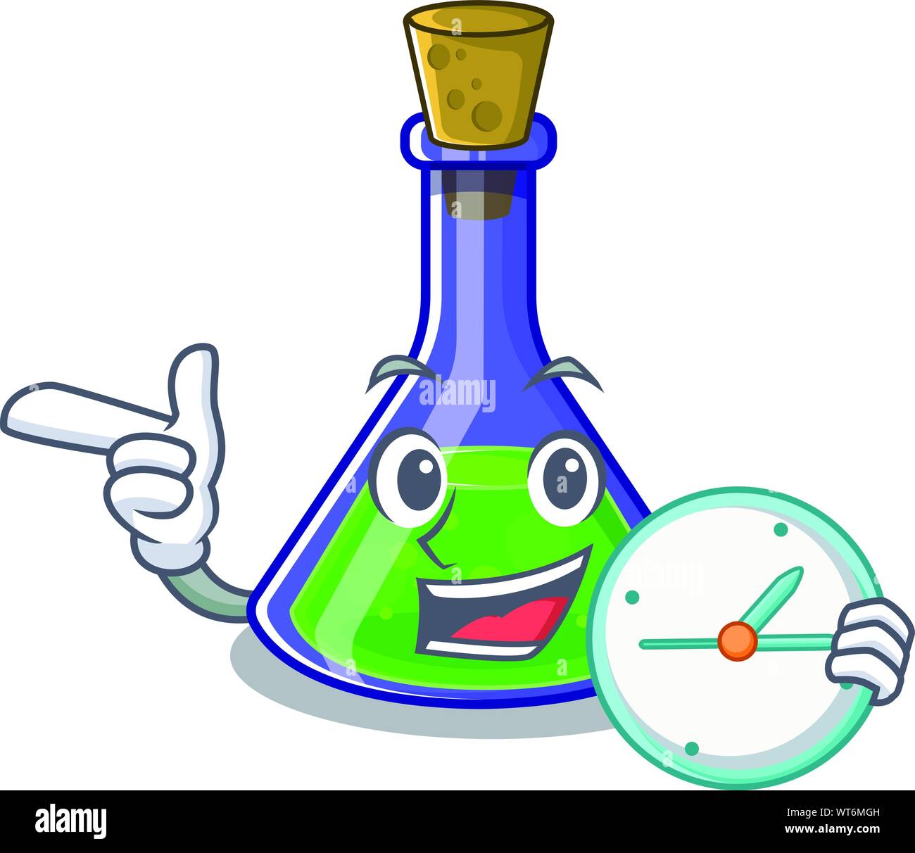 With clock magic potion isolated in the cartoon vector illustration ...