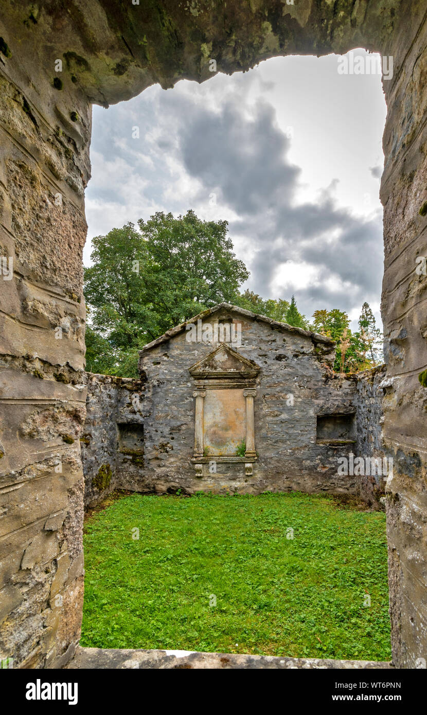 BOTRIPHNIE CHURCH DRUMMUIR MORAY SCOTLAND CEMETERY WITH VIEW INTO THE ...