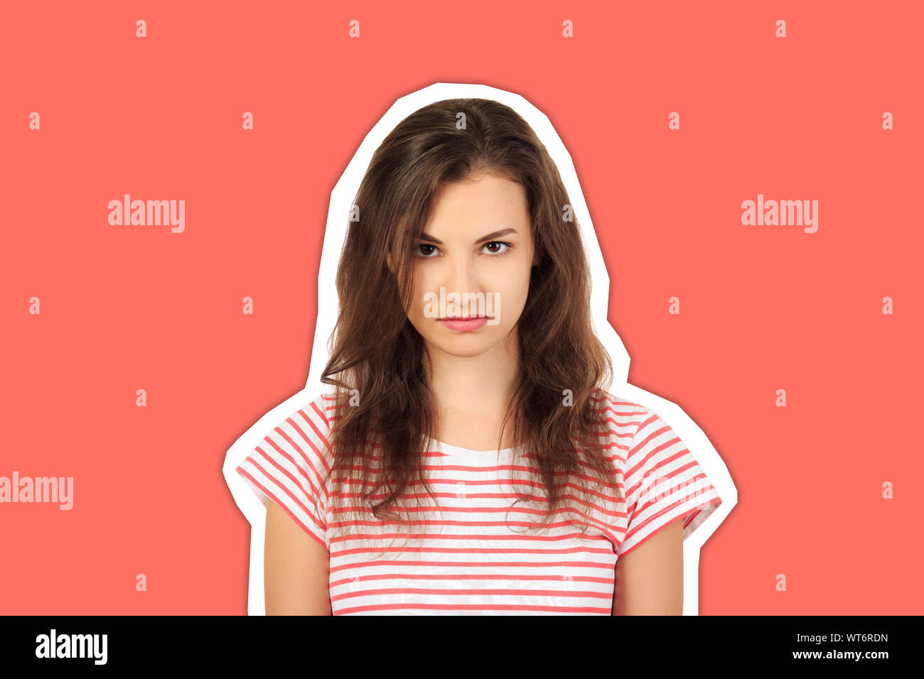 sad and angry girl. emotional girl Magazine collage style with trendy ...