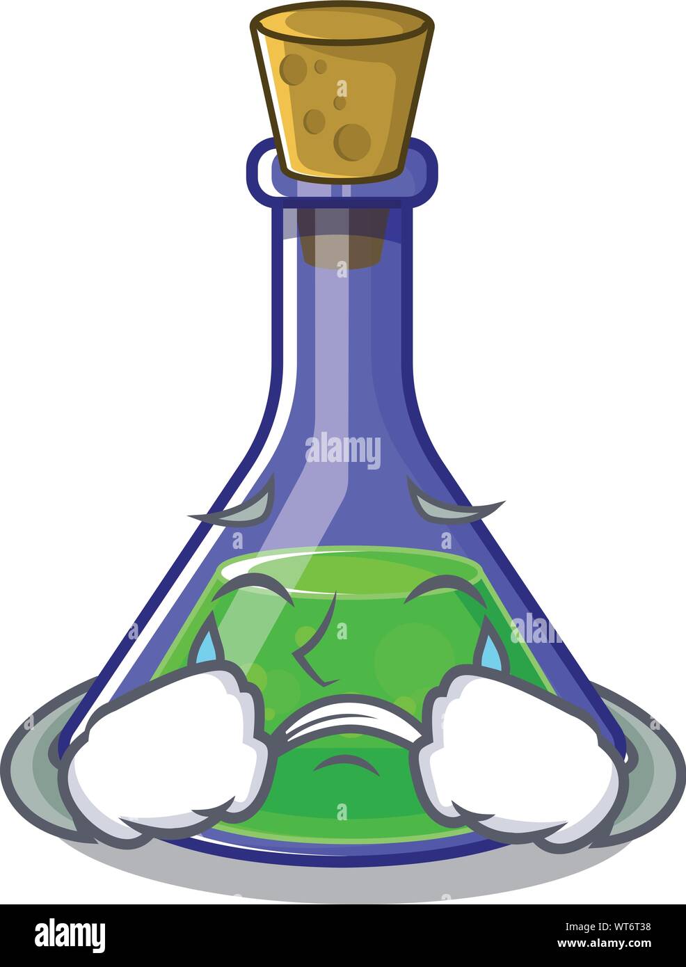 Crying magic potion cartoon shaped in character vector illustration ...
