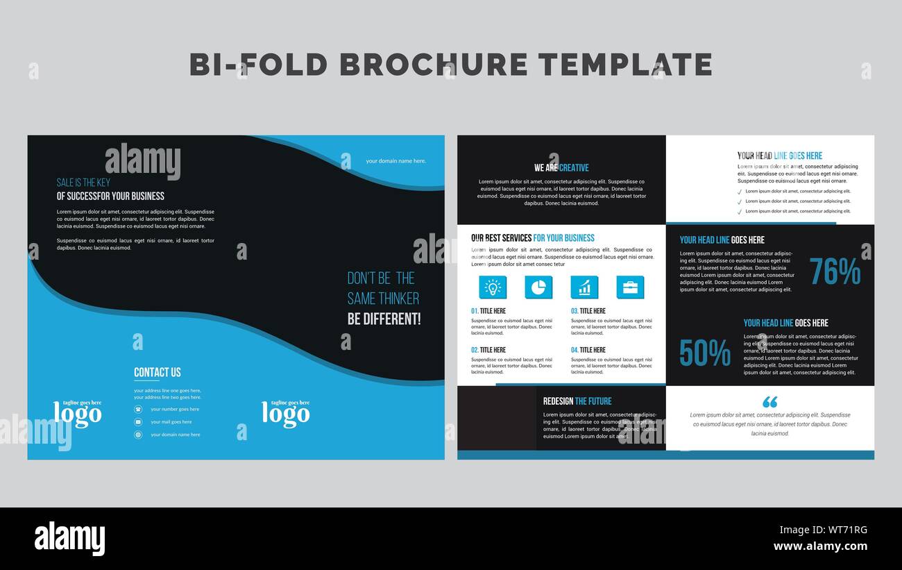 Bi fold Brochure Design Template for any type of corporate use Stock ...