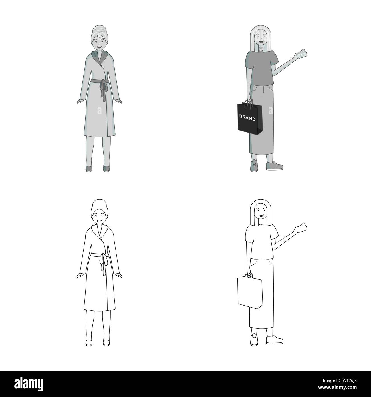 Vector design of posture and mood sign. Set of posture and female stock ...