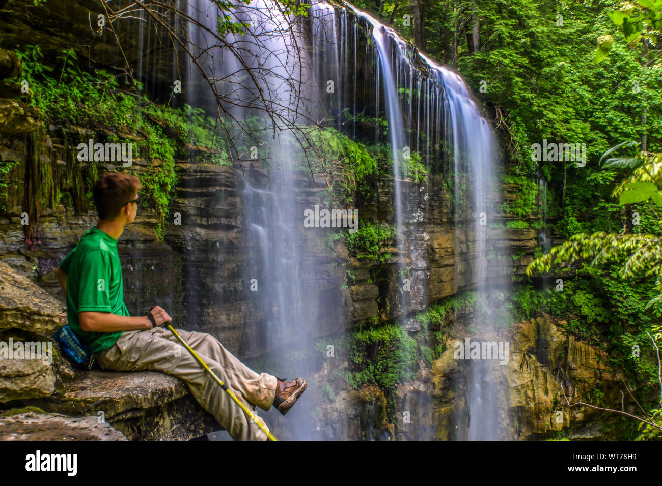 Sitting Man Looking Waterfall High Resolution Stock Photography and ...