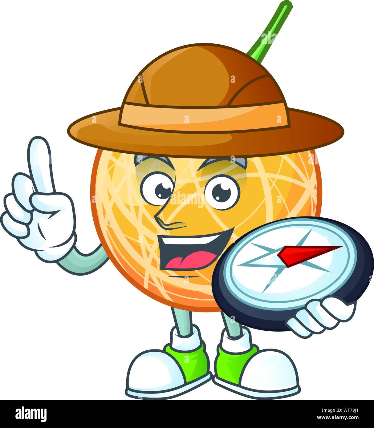 Explorer healthy cantaloupe fruit in cartoon character Stock Vector ...