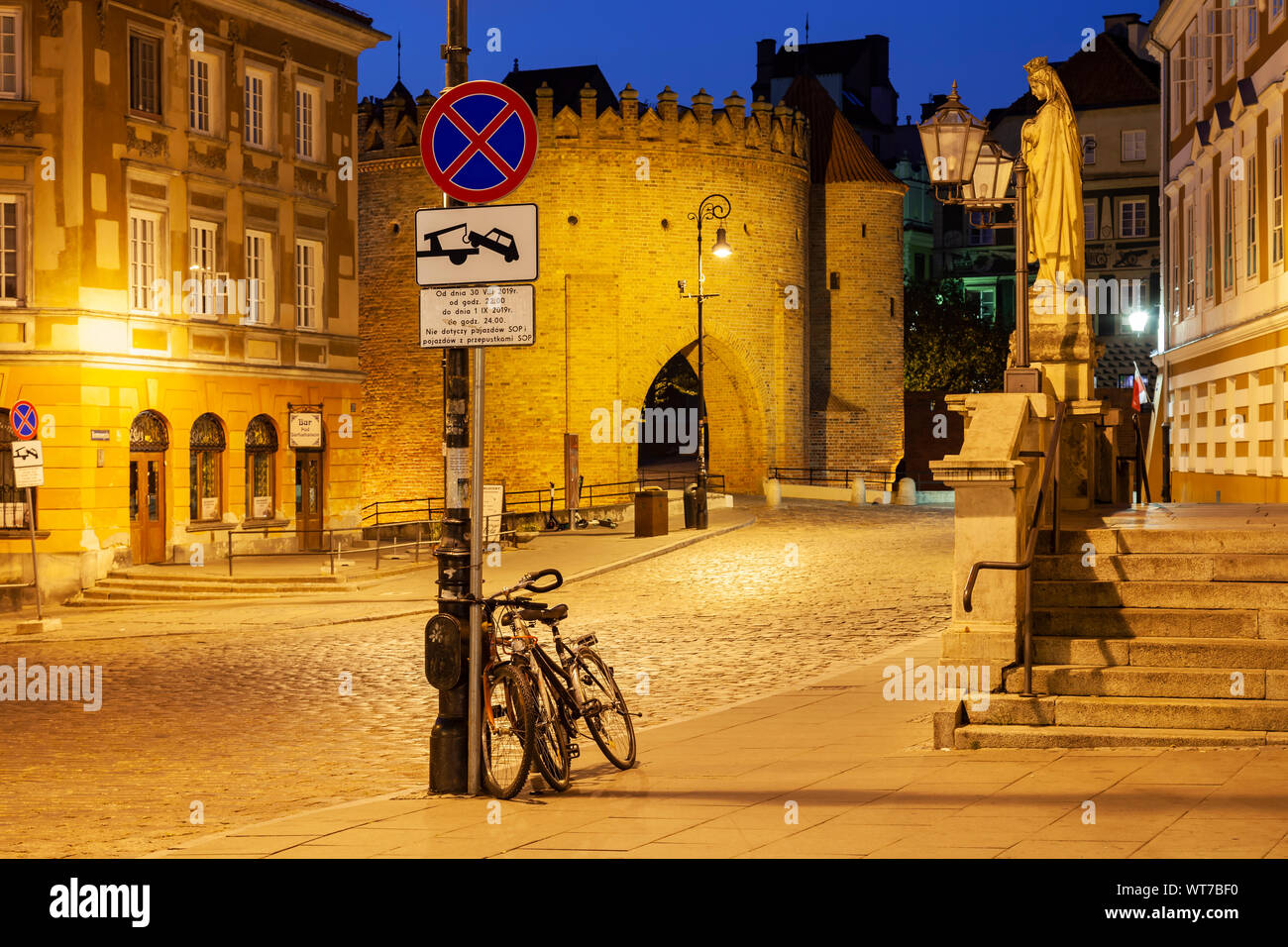 Warsaw New Town at night, Poland Stock Photo - Alamy