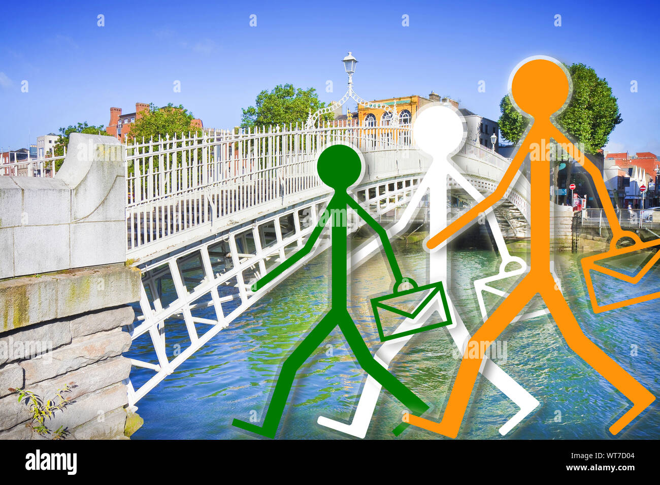 Coming to work in Ireland - concept image with the famous "Half penny ...