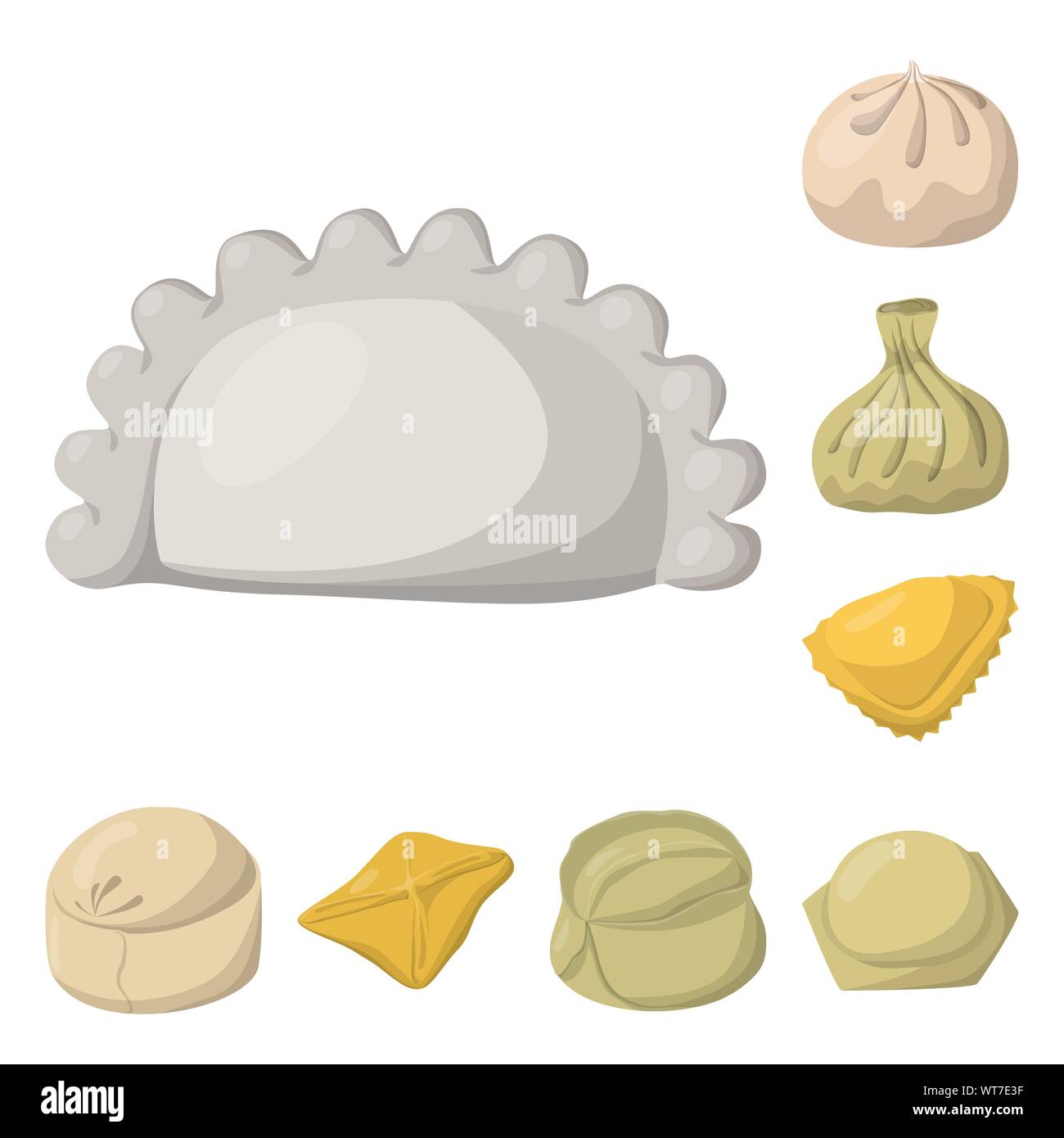 Isolated object of dumplings and food icon. Set of dumplings and ...