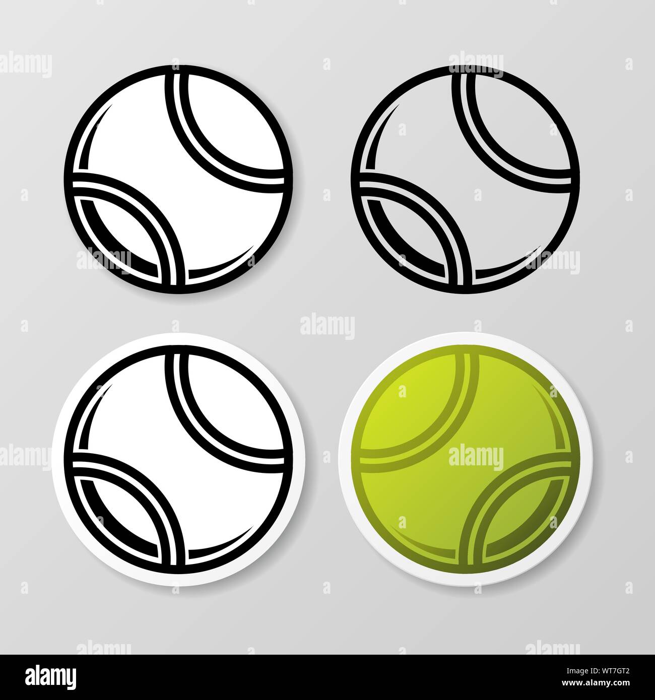 Set of different outline and color tennis ball stickers Stock Vector ...