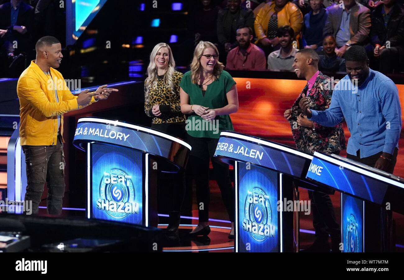 BEAT SHAZAM, from left: Jamie Foxx, Contestants in 'Lovers, Friends and ...